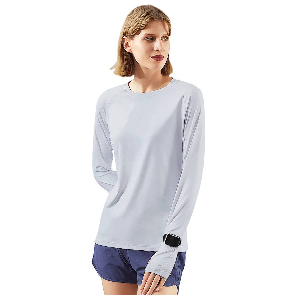 Pioneer Camp Womens Moisture Wicking Shirts Long Sleeve for Running Hiking Fishing Workout Shirt Grey