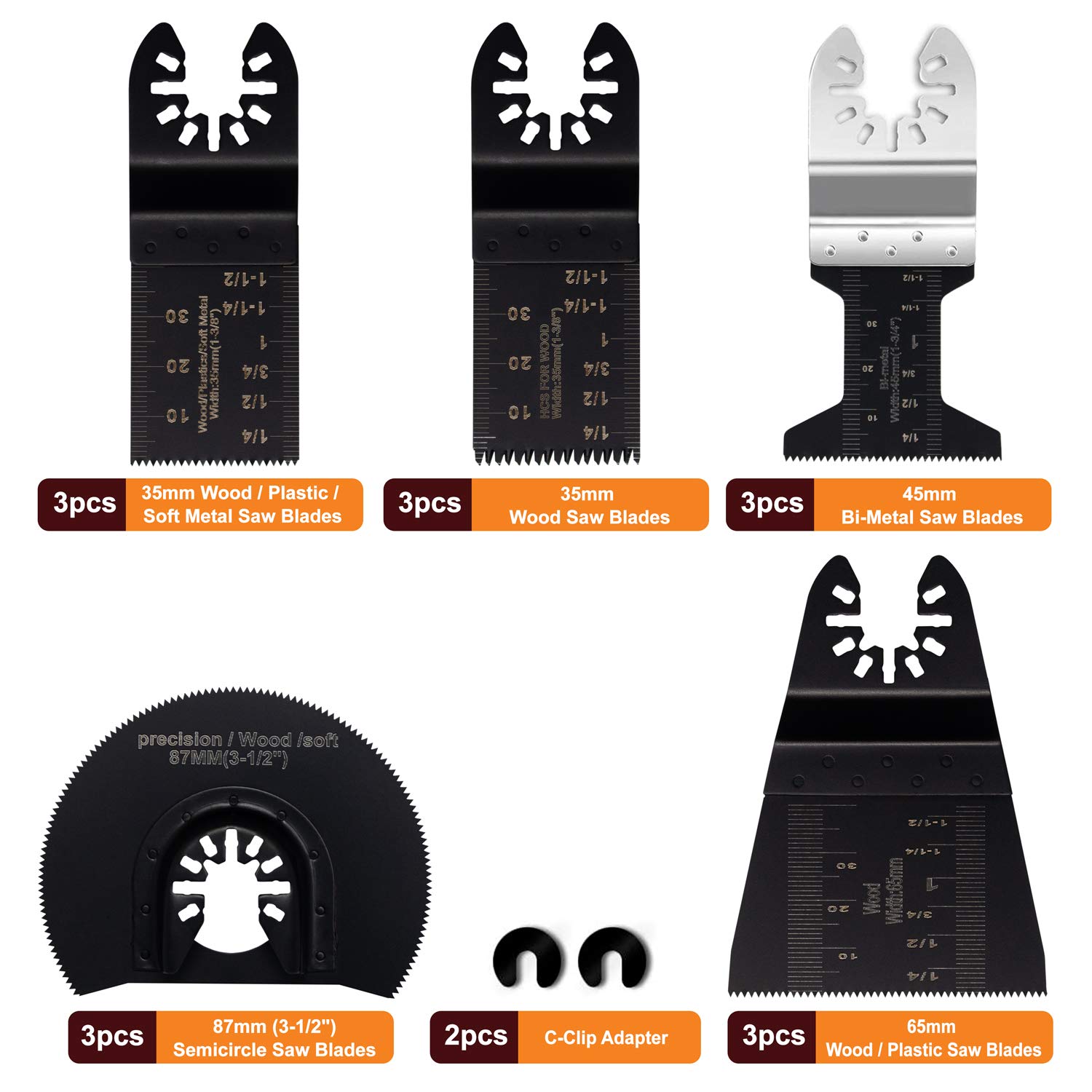 Metal Wood Oscillating Multitool 15 Pcs Quick Release Saw Blades Toolman, Compatible with Black & Decker, dewalt, makita, ryob,and Skill Bosch.
