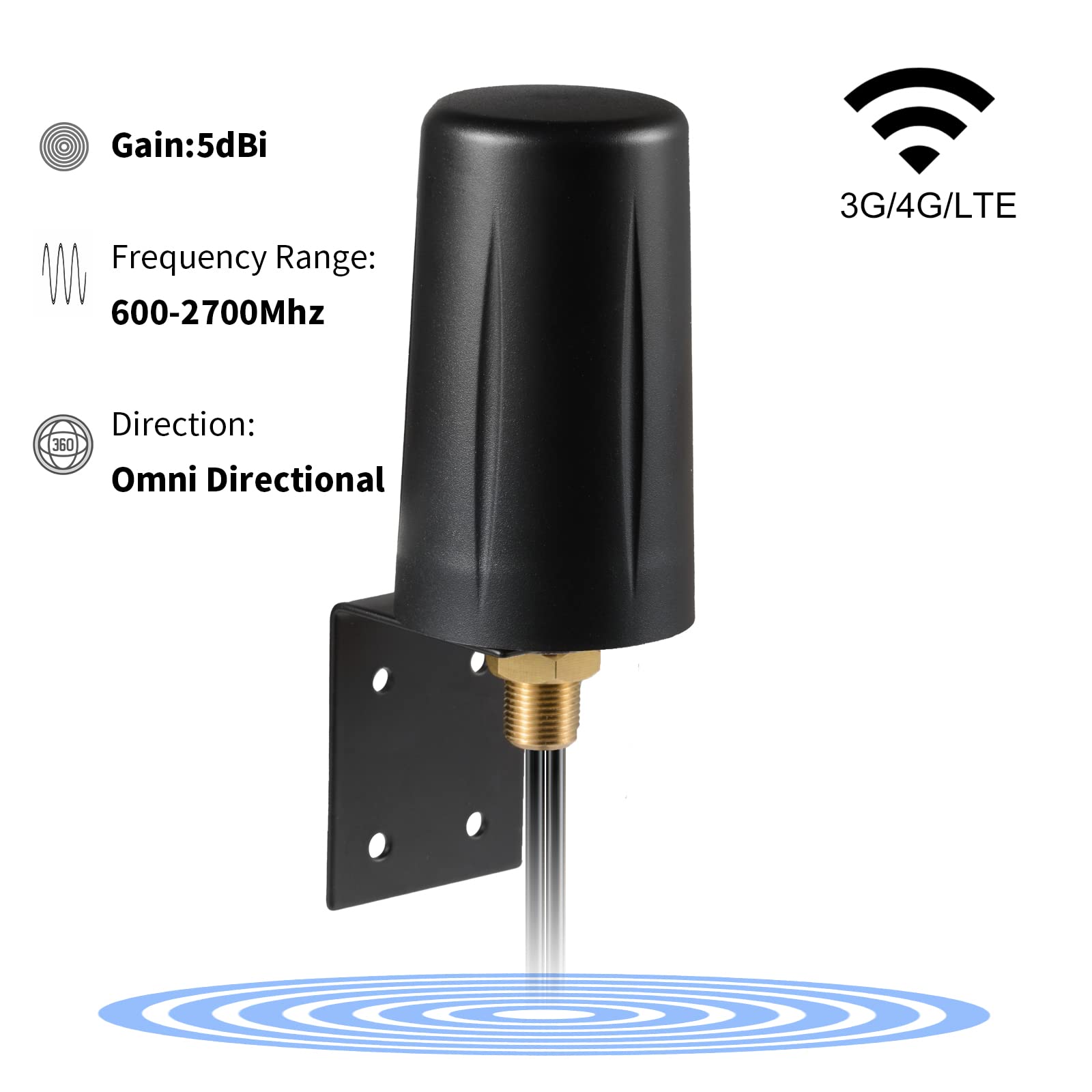 Waterproof 5dBi 3G 4G/LTE 2x2 MIMO Low Profile Omni-Directional Antenna with 10 ft Coax Cables for Verizon AT&T T-Mobile Sprint Cellular Cisco, Cradlepoint, Digi, Pepwave 4G LTE Router,Eifagur