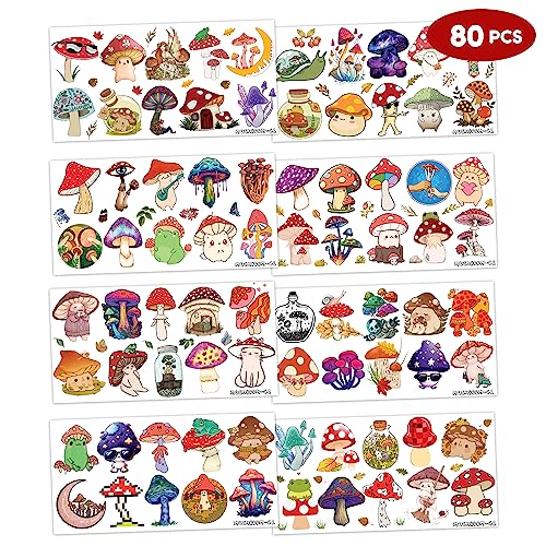 Mushroom Temporary Tattoos Sticker for Kids Birthday Party Supplies Decorations Party Favors 80PCS Tattoo Frog Autumn Super Cute Fall Themed Cute Kids Boys Girls Gifts Ideal School Prizes Reward.