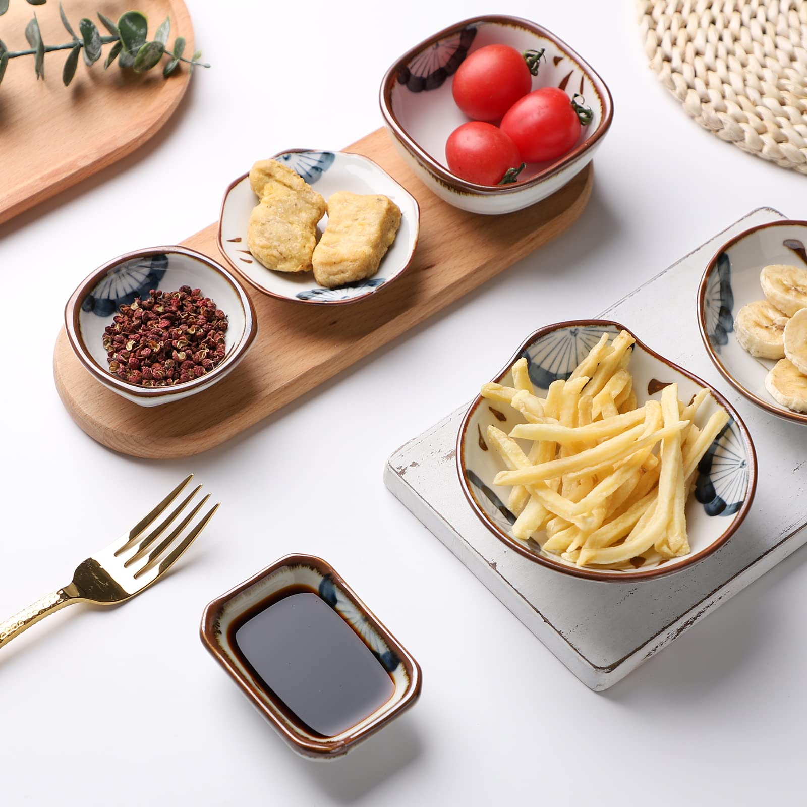 MOSYONE Soy Sauce Dish, Dipping Sauce dishes set of 6 - Elevate Your Dining Experience with Small Bowls for Side Dishes, Sushi, Tomato Sauce, Vinegar, Salad Dressing, Soy Spices and Dessert