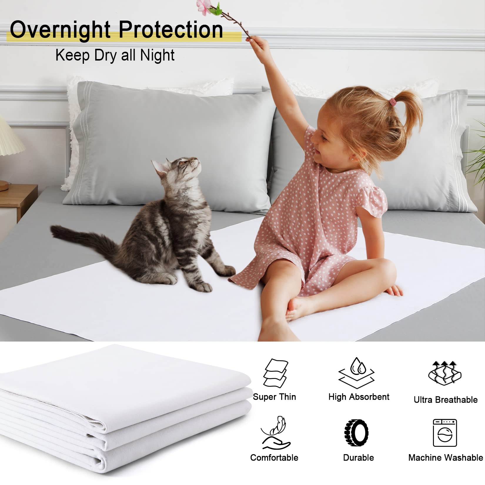 Waterproof Crib Mattress Protector Incontinence Pad 100% Water Resistant Flannel Crib Mattress Protector Washable Reusable Mattress Protector Pad for Bed, Kids, Elderly, Pet,28x52''