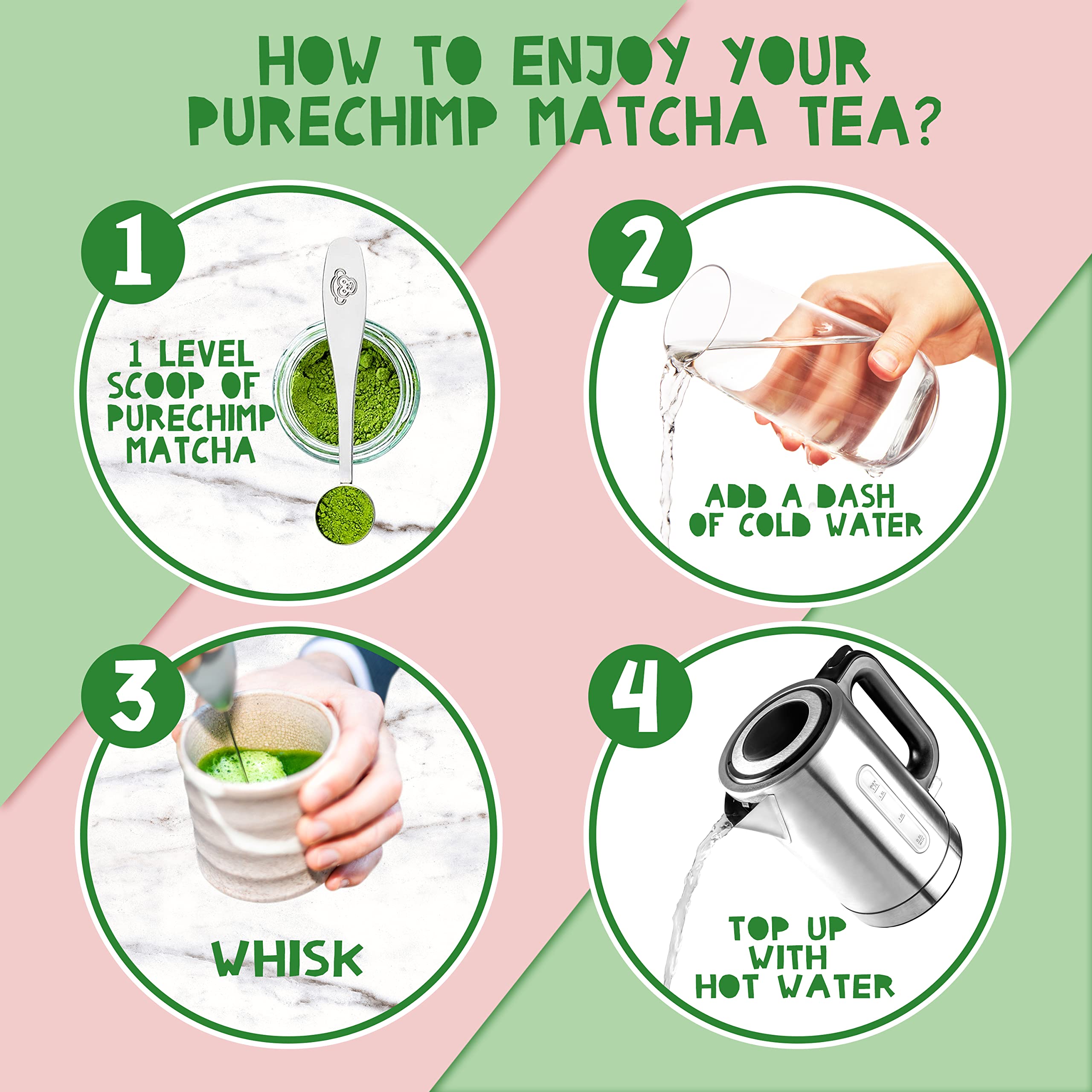 PureChimp Modern Matcha Set β Starter Kit with Electric Matcha Whisk, 50 Grams of Japanese Matcha, and Stainless Steel Measuring Spoon