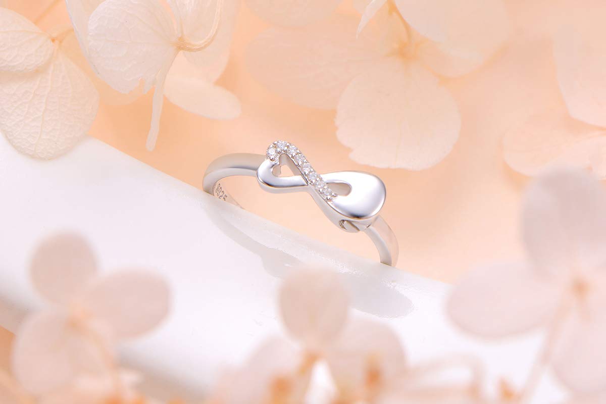 Ladytree Sterling Silver Forever In My Heart Infinity Mini Ring Hold Loved Ones Ashes Cremation Urn Ring for Women Finger Ring Memorial Jewelry (Infinity, 9)