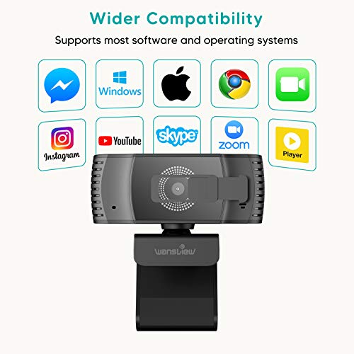 wansview Webcam with Microphone, 1080P HD Webcam USB PC Laptop Web Camera with for Computer Desktop Live Streaming/Zoom/Video Call/Online Meeting/Gaming
