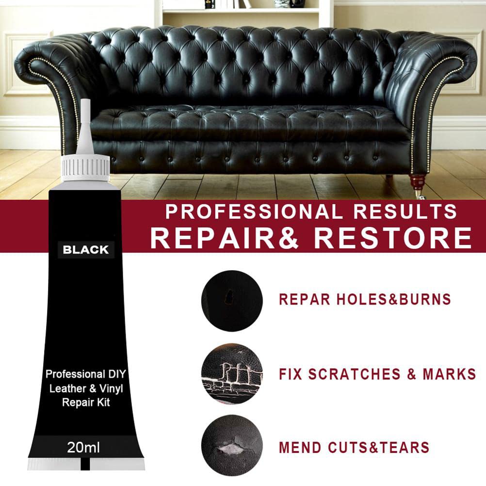 Leather Repair Kit, WBTY 20Ml Leather Repair Gel Leather Repair Cream Auto Maintenance Agent Coating Paste Leather Conditioner Restorer For Car Seats (black)