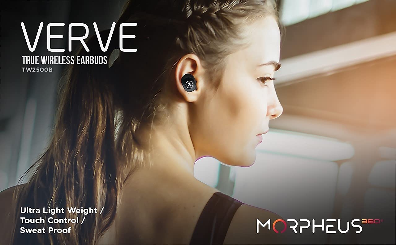 Morpheus 360 Verve True Wireless Earbuds - Stereo - True Wireless - Bluetooth - 30 ft - Earbud - Binaural - in-Ear - Black