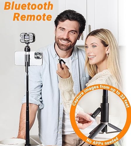 KraftGeek 33" Selfie Stick Tripod for iphone and Android, Wireless Remote, Extendable Phone Tripod Stand, 1/4" Screw Mount for Light/GoPro, Anti-Shake Premium Portable Travel Tripod Cell Phone Stand