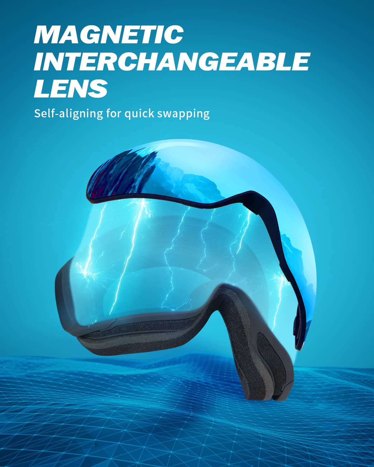 Super Penguin Ski Goggles Magnetic Lens & Replacement Lens, Double Spherical OTG Design Snow Goggles Anti-fog UV Protection