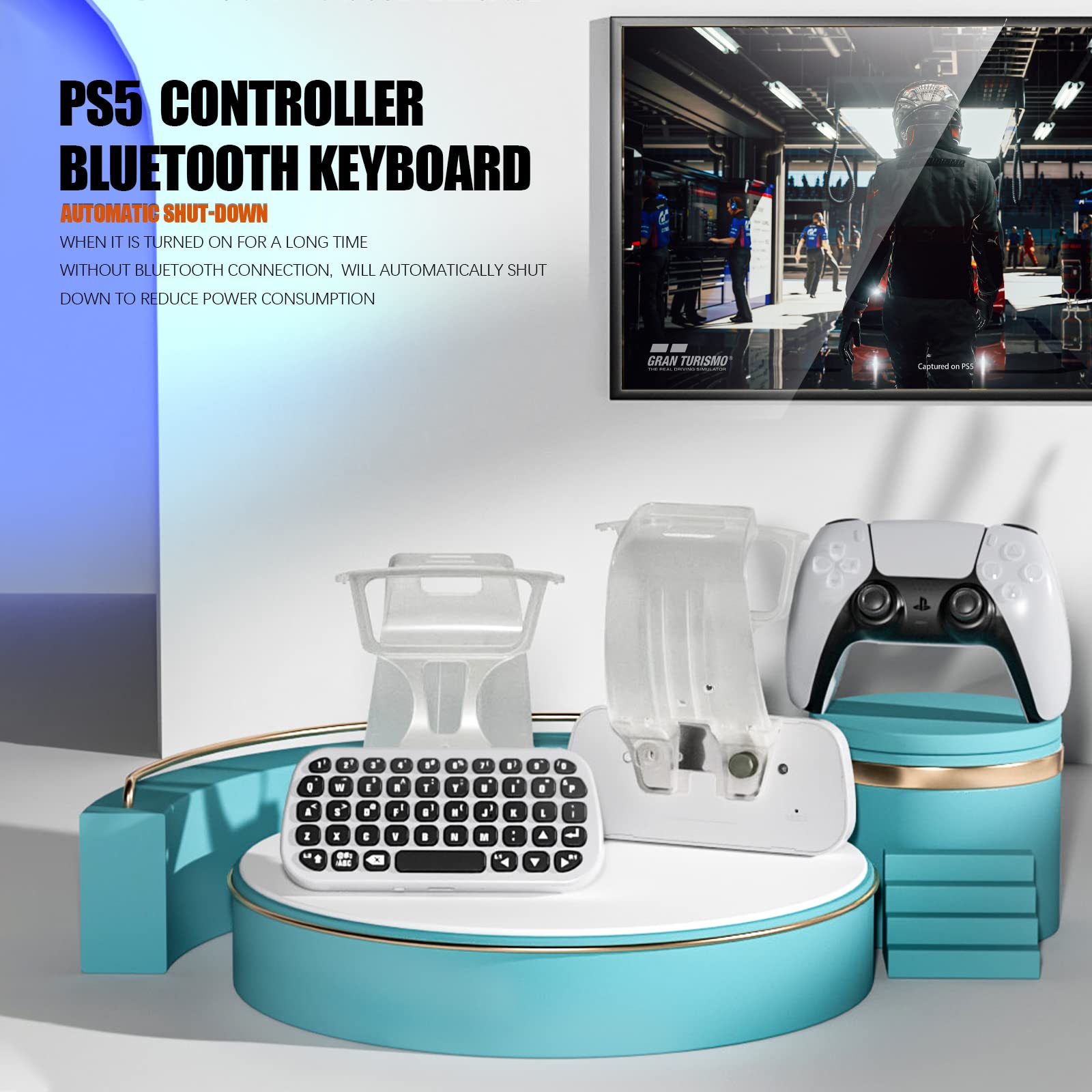 PS5 Controller Keyboard, Gamer Digital Mini Wireless Bluetooth Keyboard Chat pad for PlayStation 5