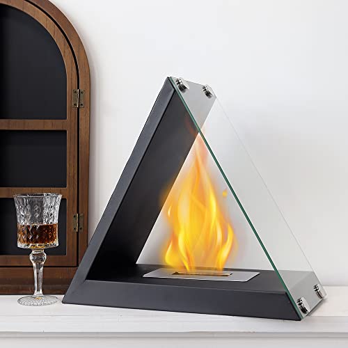 NEWIMAGE Tabletop Fire Pit, Fire Bowl 14.5" H Portable Tabletop Fireplace Clean Burning Bio Ethanol Ventless Fireplace for Indoor Outdoor Patio Parties Events(Triangles)