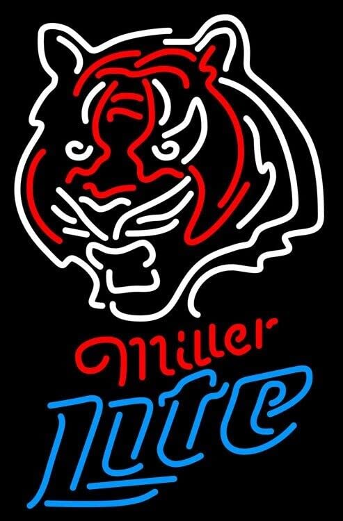 Queen Sense 10" Vivid Millers Lite Cincinnatis Sports Team Bengal LED Sign Light Lamp Bright Cute Neon Wall Decor STS075