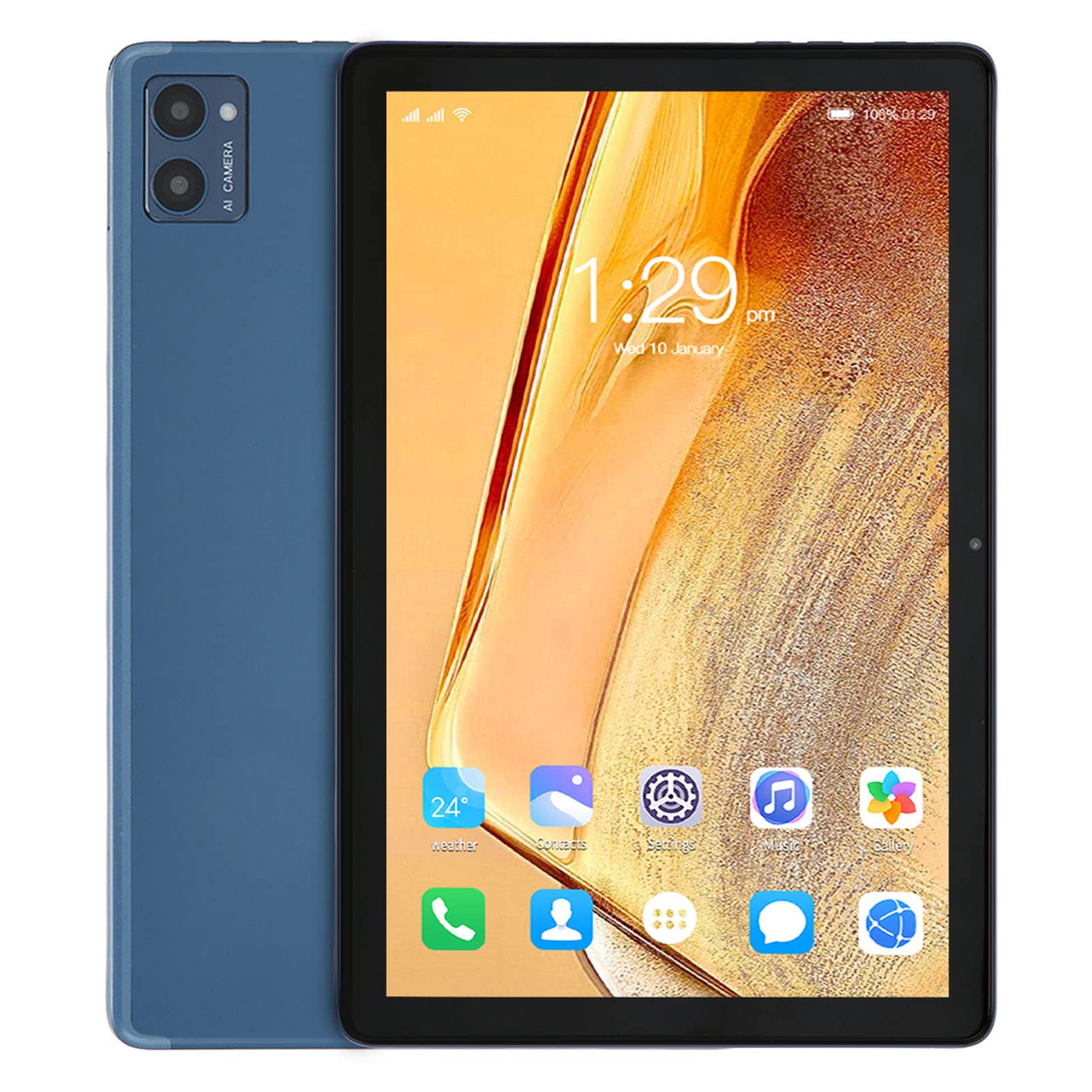 Office Tablet, Gaming Tablet US Plug 100‑240V Octa Core CPU 12GB RAM 256GB ROM Dual Camera for Home (Dark Blue)