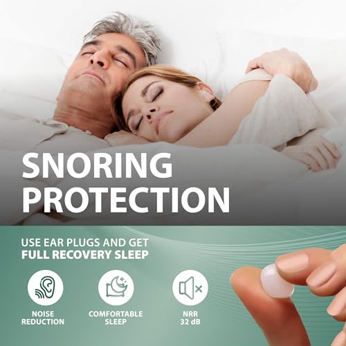 PQ Wax Ear Plugs for Sleep - 6 Silicone Wax Earplugs for Sleeping and Swimming - Gel Ear Plugs for Noise Cancelling, Wax Plugs Protect Ears While Sleeping with Sound Blocking 32 Db (6-Pillows), White