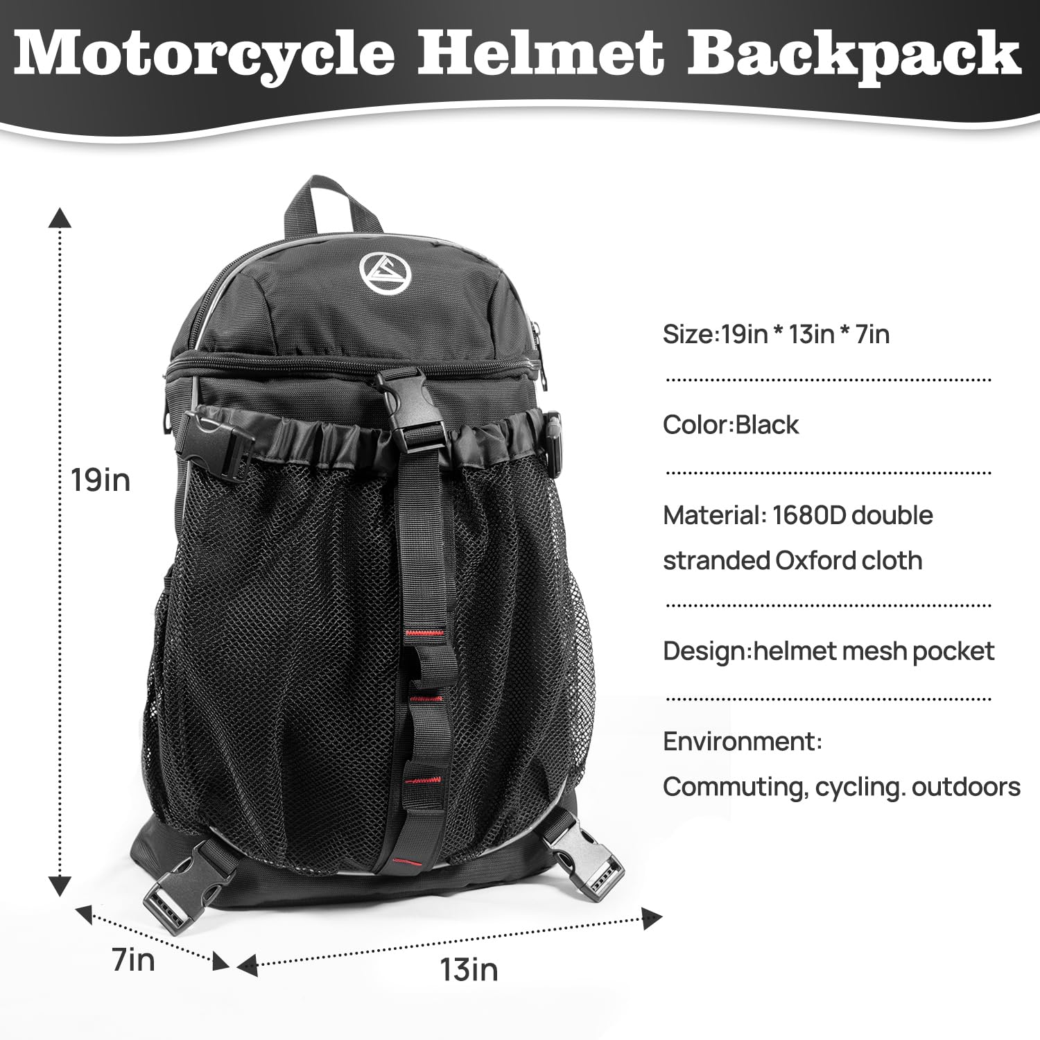 LORICK Motorcycle Helmet Backpack 25L Motorcy Backpack Waterproof Expandable Riding Cycling Backpack for Outdoor