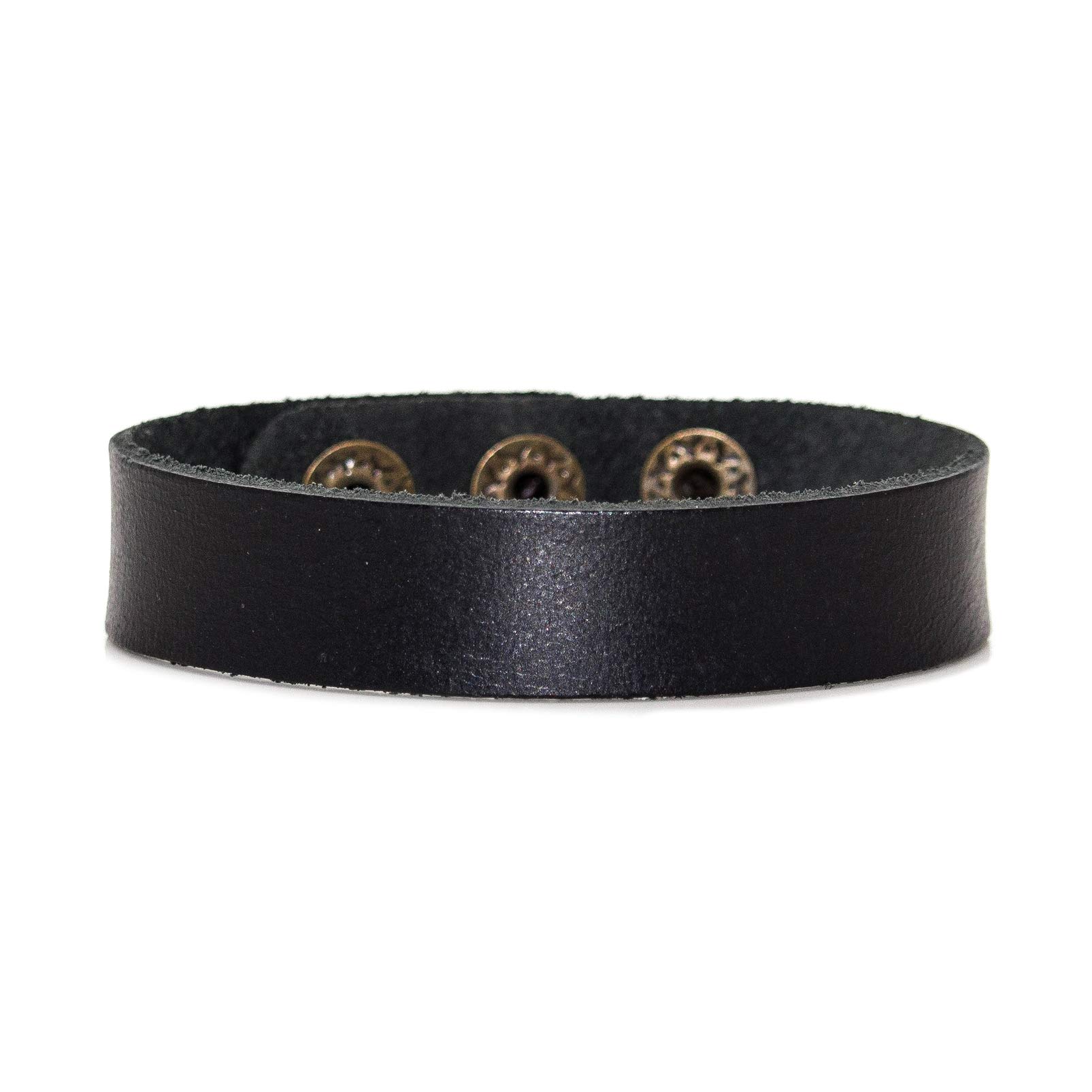 Mgutillart Punk Vintage Alloy Buckle Wristband Leather Cuff Bracelet(Black)