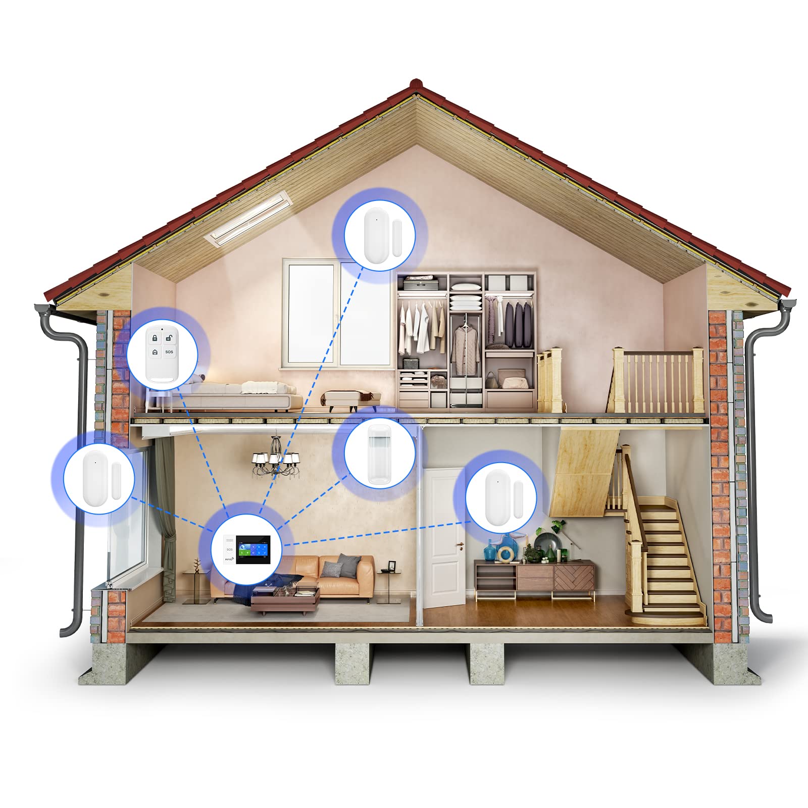 TZJZ Home Alarm System -DIY Wireless 4G WiFi Burglar Alarm System kit with APP- Compatible with Alexa & Google Assistant-4.3 inch Touch Screen Panel(NO Monthly Fees+4G+WiFi)