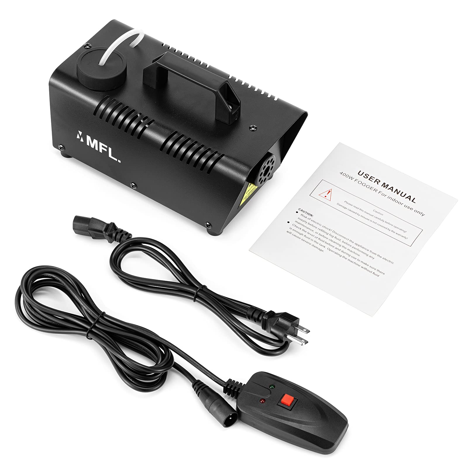 MFL. Fog Machine, Portable Smoke Machine with Wired Controller and Auto Spray Button for Stage, Disco, Halloween and Weddings (400W, 2000 CFM)