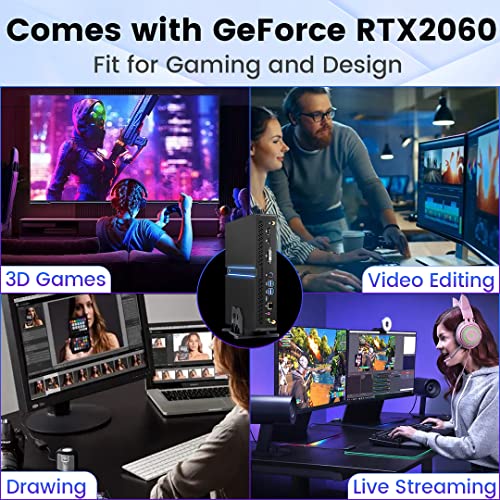 msecore Mini Gaming PC, Core i9-9900KF 8 Cores Max 5.0GHz, RTX2060 6G Graphics Card, 64G RAM 2T NVME SSD Desktop Computer, 8K, Triple Display, WiFi 6E Bluetooth 5.3, Windows 11 Pro