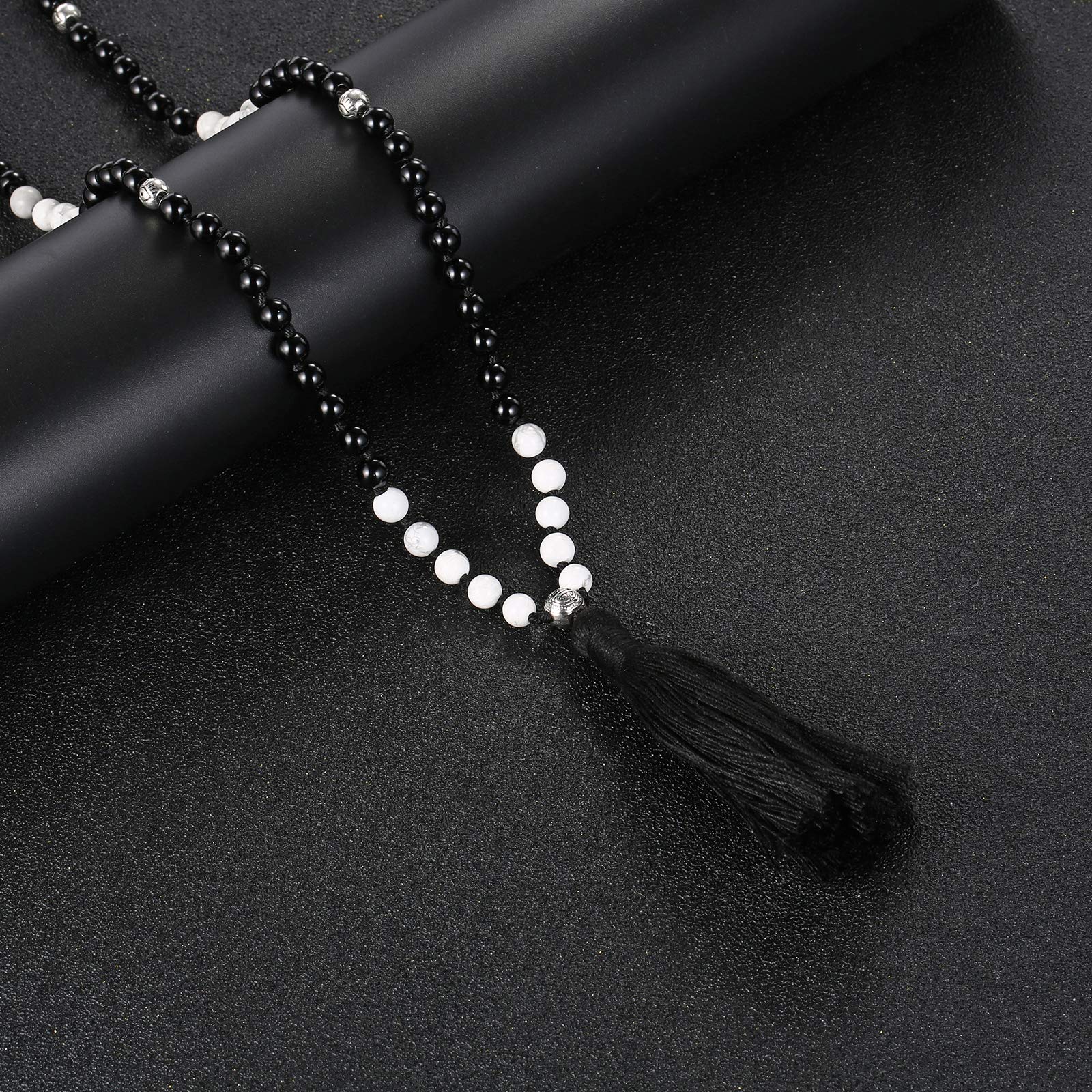 LIUANAN 108 Mala Beads 8mm Natural Bracelet Healing Gemstone Yoga Meditation Hand Knotted Mala Prayer Bead Necklace