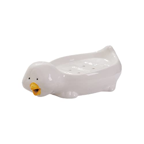 LUZLED Multifunctional Soap Dish Self Draining Soap Holder Saver Cute Pet Shape Soap Rack for Shower Bathroom Tub Kitchen Sink Ceramic Tray Holder for Bathroom Camping Gym(Chick)