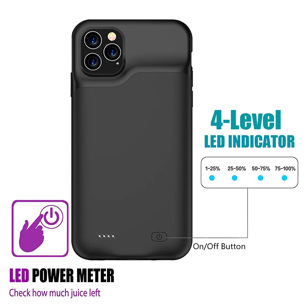 UNLOU Battery Case for iPhone 11 Pro Max, 8500mAh Rechargeable Portable Charging Case for iPhone 11 Pro Max (6.5 inch) Extended Battery Pack Protective Charger Case (Black)