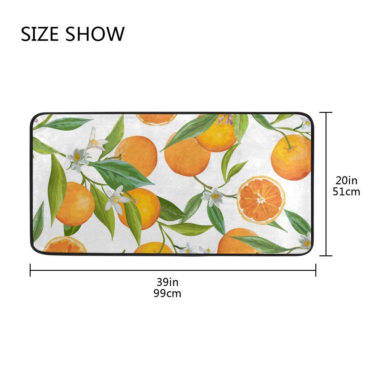 Orange Fruits Flowers Kitchen Mat Rugs Cushioned Chef Soft Non-Slip Floor Mats Washable Doormat Bathroom Runner Area Rug Carpet
