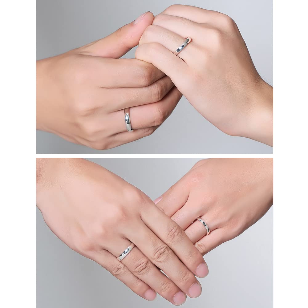 Meilanduo 925 Sterling Silver Dome High Polish Plain Ring Classic Eternity Wedding Band Comfort Fit 3.5mm Size 3-12 (Silver, 5.5)