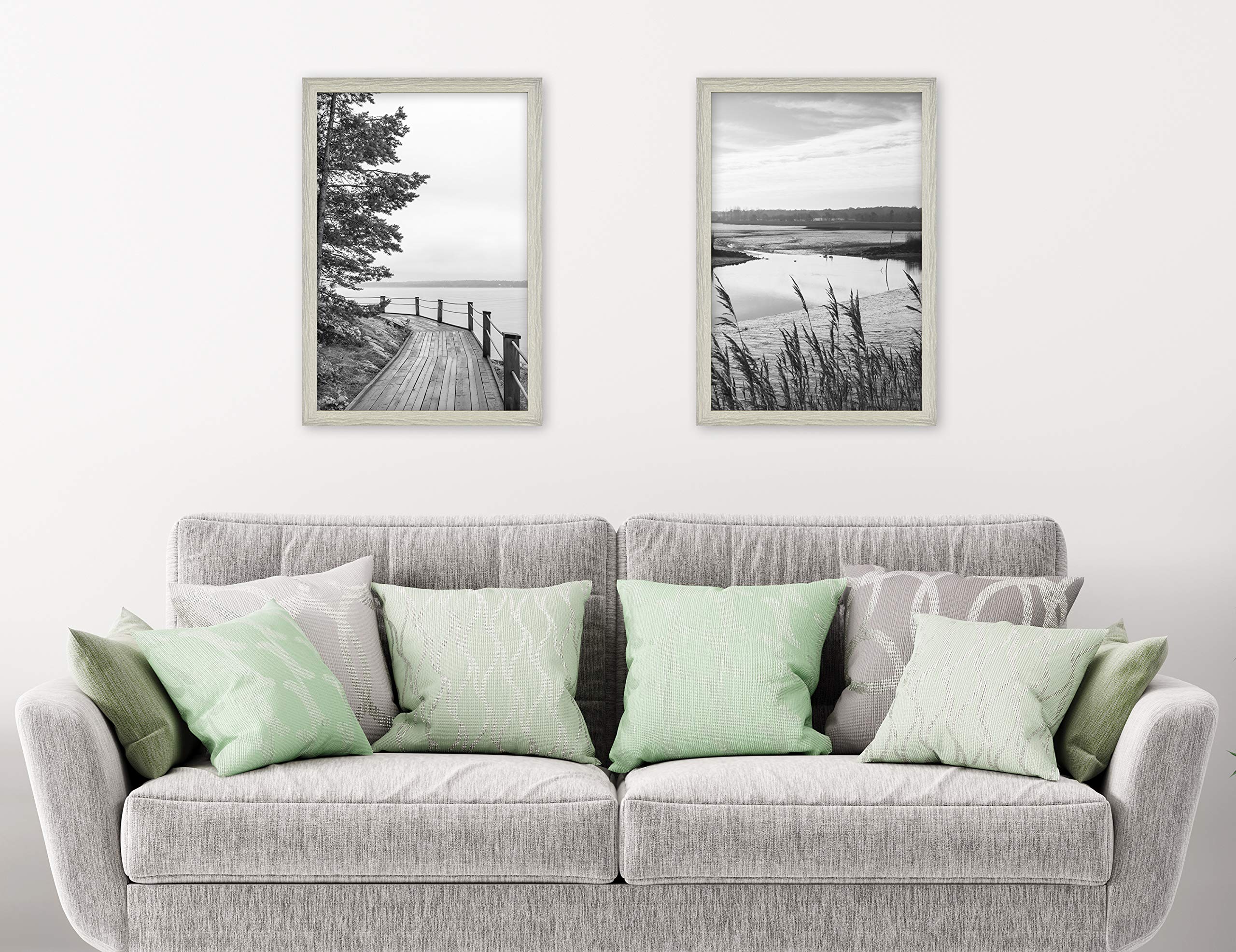 MCS Studio Gallery 16x24 Poster Frame Gray Woodgrain, Vertical & Horizontal Wall Hanging Large Picture Frame for Photos, Posters & Art Prints (2-Pack)