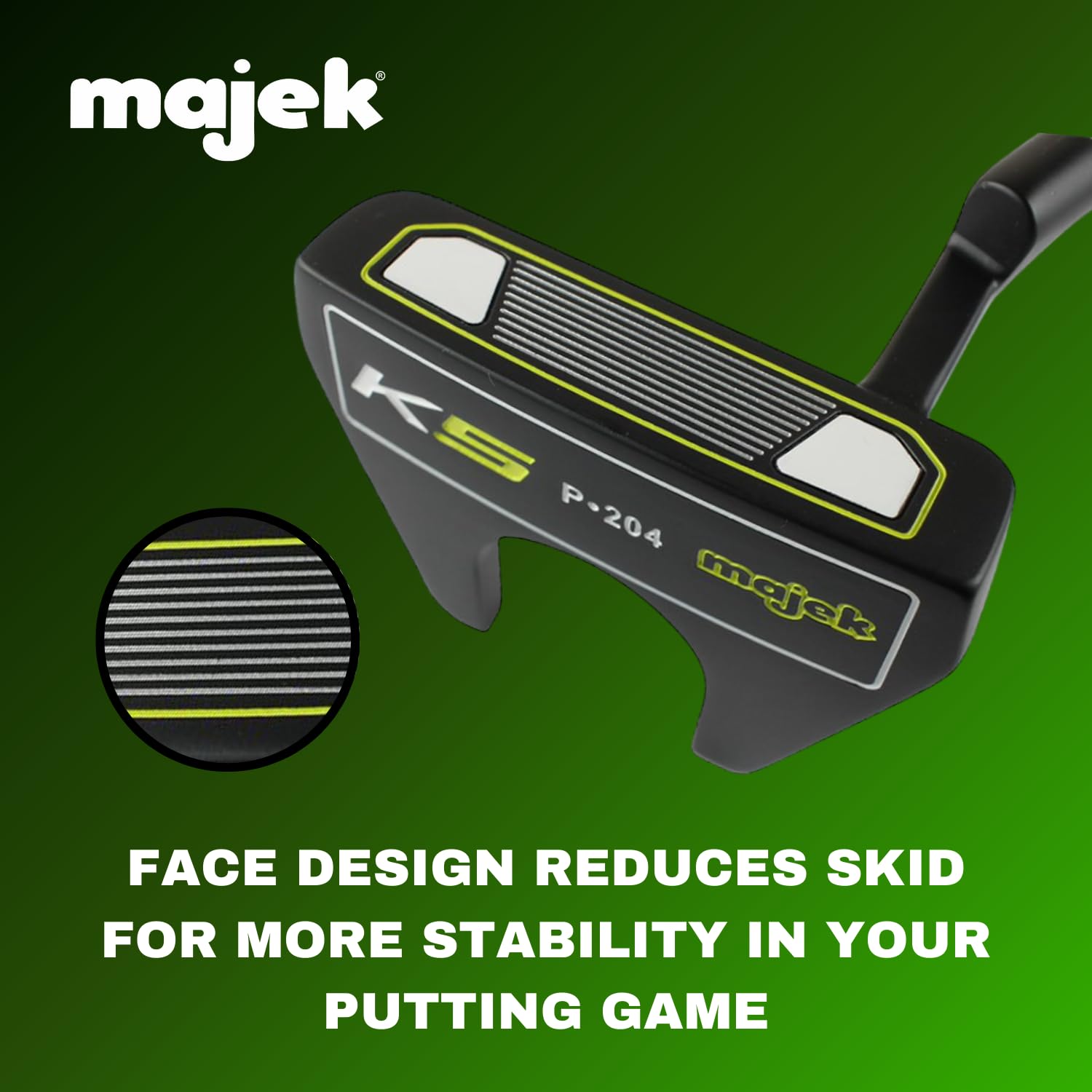 Majek K5 P-204 Golf Putter Right Handed Mallet Bullet Style with Alignment Line Up Hand Tool 36 Inches Tall Men's Perfect for Lining up Your Putts