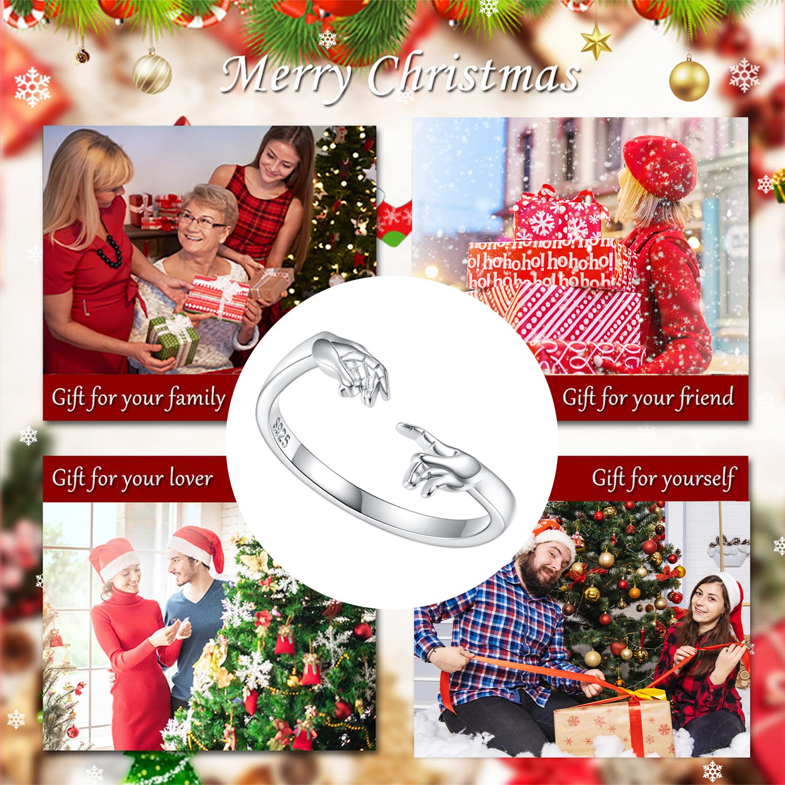 Mic Tai Sterling Silver Creation of Adam Rings Hand Ring Christian Religious Adjustable Ring Jewelry Gifts for Women