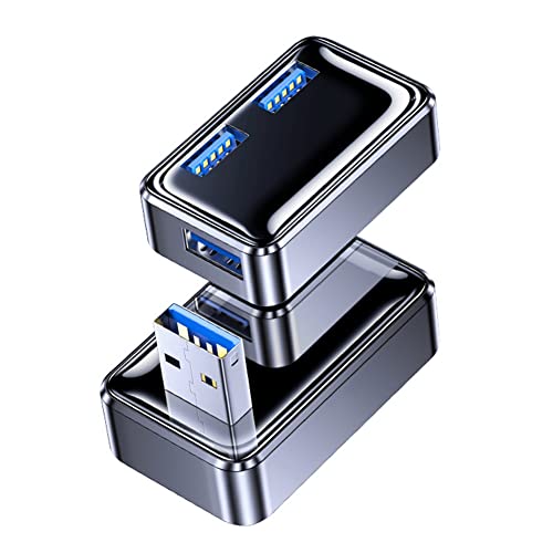 YOUNICE Car USB Hub 3.0 High Speed 3 Ports Mini Cube USB Docking Station Glove Box USB Adapter for Model 3 Model Y (Silver)