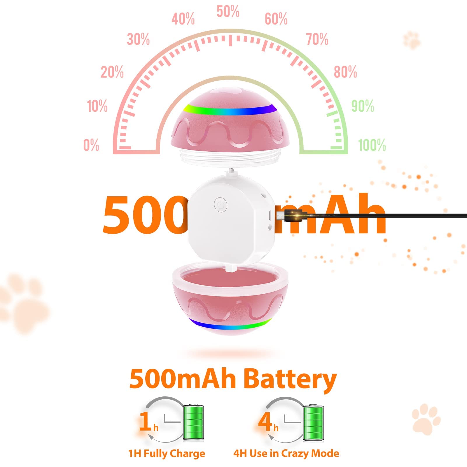 Kirisima Interactive Dog Balls Toys Active Rolling Ball for Dogs, Aggressive Chewers Toy, Remote Control Light-Up Dog Ball USB Rechargeable