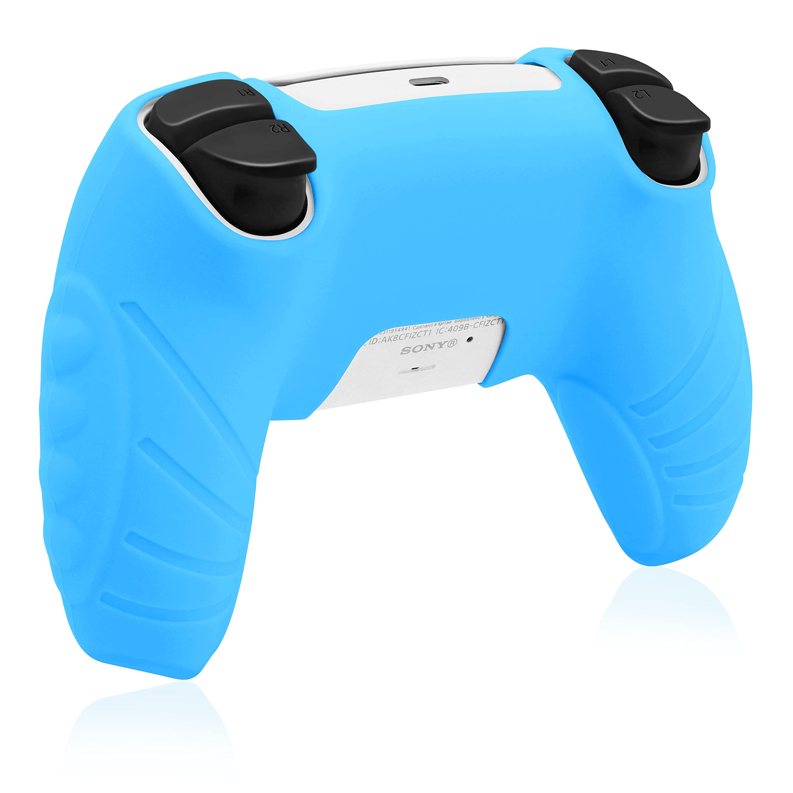 Silicone Skins Cover for PS5 Controller, Sweat-proof Protective Skin Shell Accessories Set with 2 Cute Cat Paw Joystick Thumb Grips Caps,Solid Protection and Good Grips(Blue)