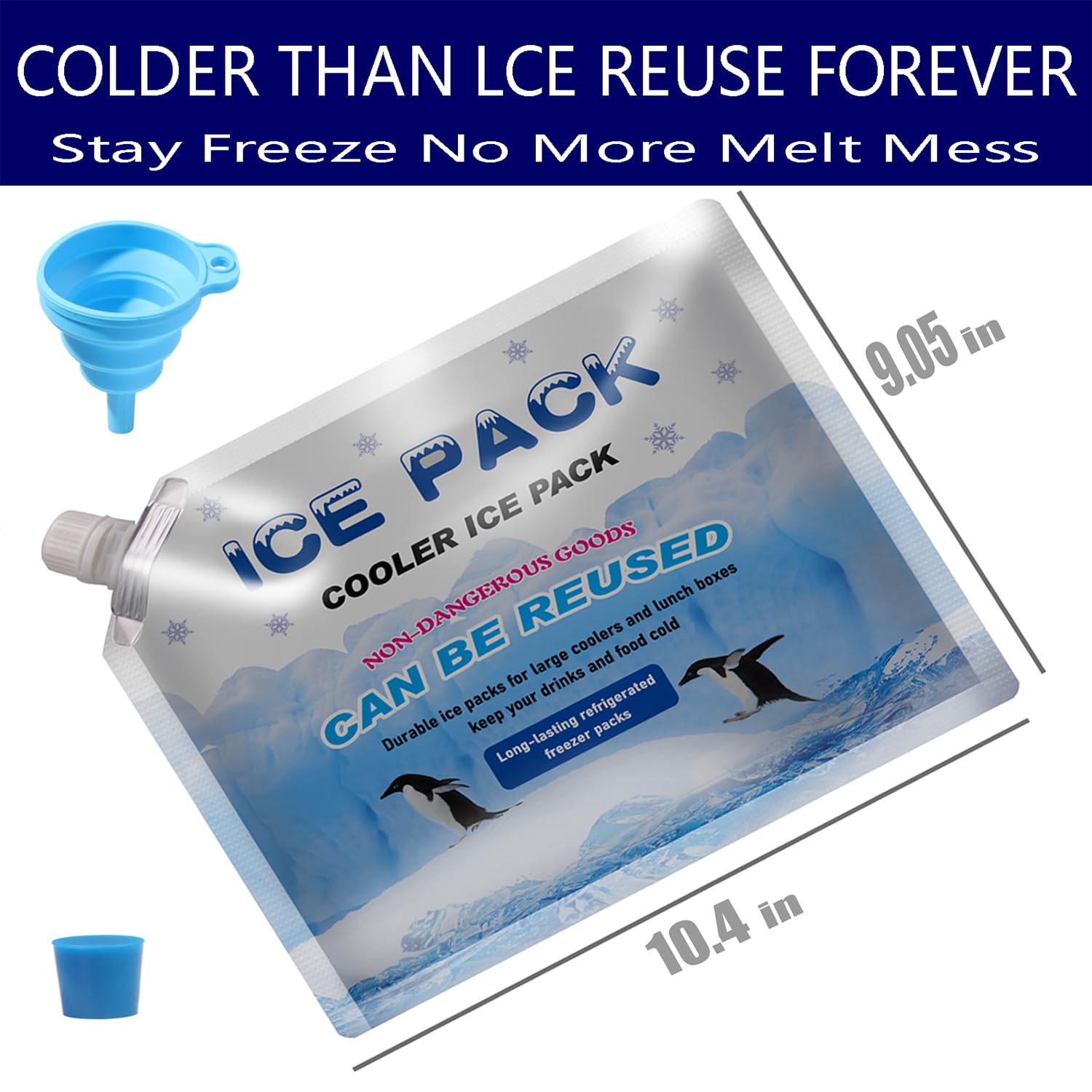 Reusable ice Packs for Coolers, Long Lasting Cooler ice Pack, 24 to 48 Hours of Cold Gel Ice Pack.Lunch Bag CoolerIt can Hold 1400-1600ml of (blue 6 piece set)