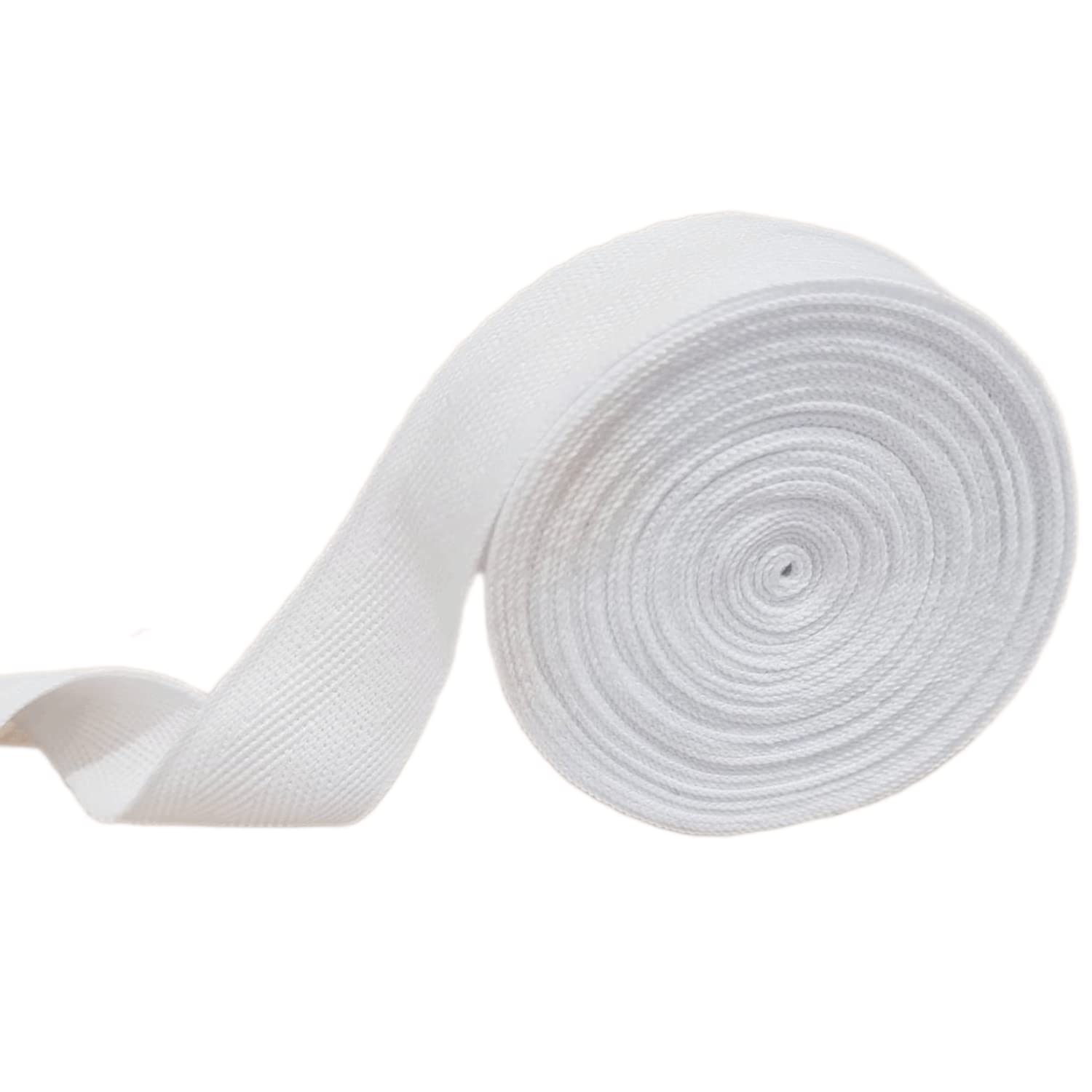 Losita 1 inch X 5 Yards Natural Cotton Twill Tape Herringbone Soft Fabric Webbing Strap Ribbon, Bias Binding for Sewing Gift Wrapping DIY Cloth Bag Holders Blanket Edge Supplies (White)