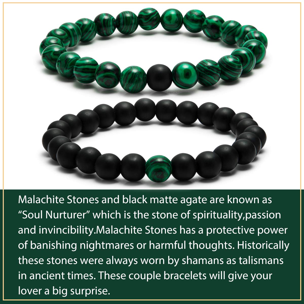 Livtor 2 Pcs Distance Relationship Bracelets Beaded His and Hers Couple Bracelet Black for Men Women