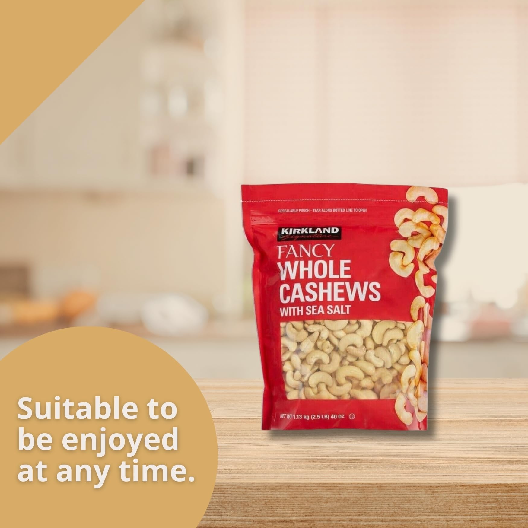 Kirkland Signatureâ„¢ Whole Cashews 2.5 lb. Jars, Fancy Grade Mother's Day Gift, 2.5 Pound (Pack of 2)
