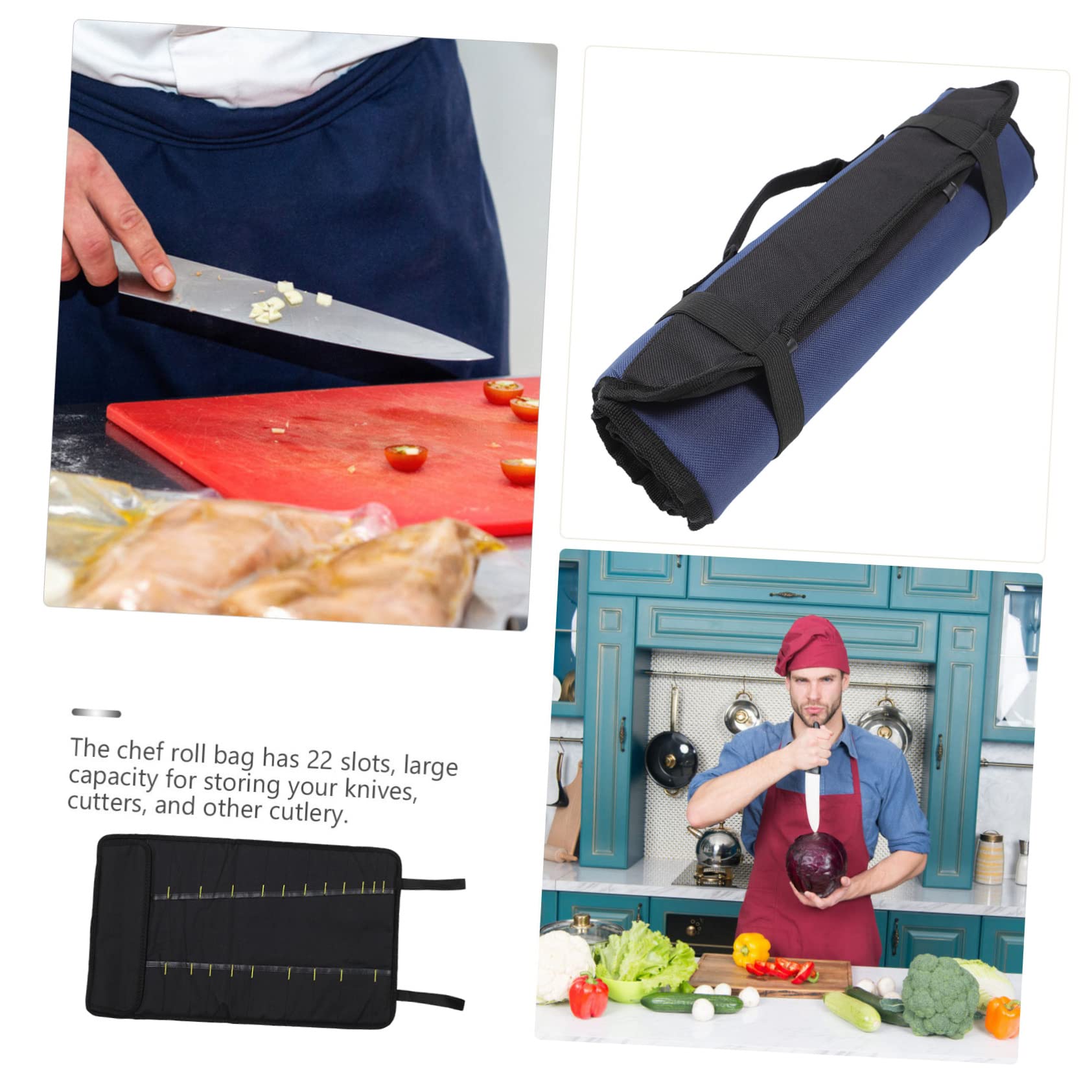 OKUMEYR 1pc Roll 22 Bag Chef Roll Bag Cutlery Holder Backpack Holder Backpack Suitcase Roller Bag Chef Carrying Case 22 Slots Holder Storage Bag Portable Roll Box Toolbox