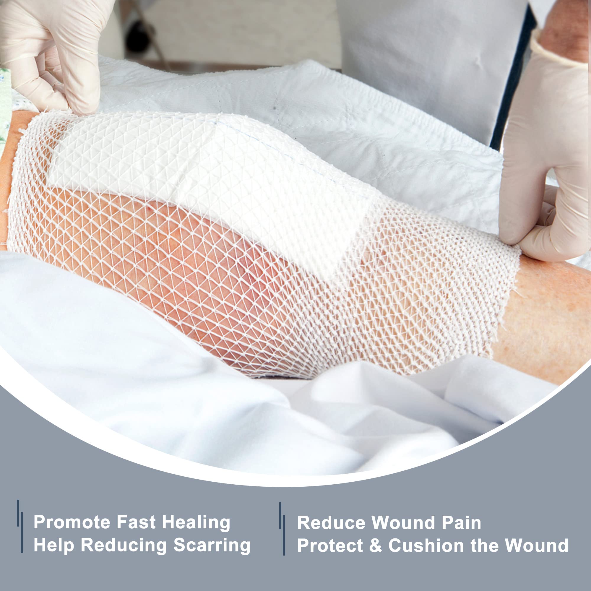 LotFancy Calcium Alginate Wound Dressing Pads, 4β x 8β Patches, 5-Count, Non-Stick Padding, Highly Absorbent, Comfortable, Flexible, Gentle on The Skin, Sterile, Faster Healing