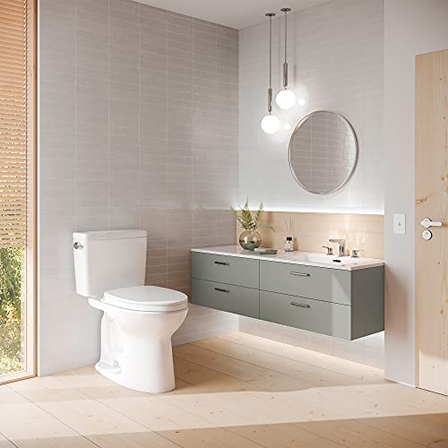 TOTO Drake Two-Piece Elongated 1.28 GPF TORNADO FLUSH Toilet with CEFIONTECT, Cotton White - CST776CEG#01