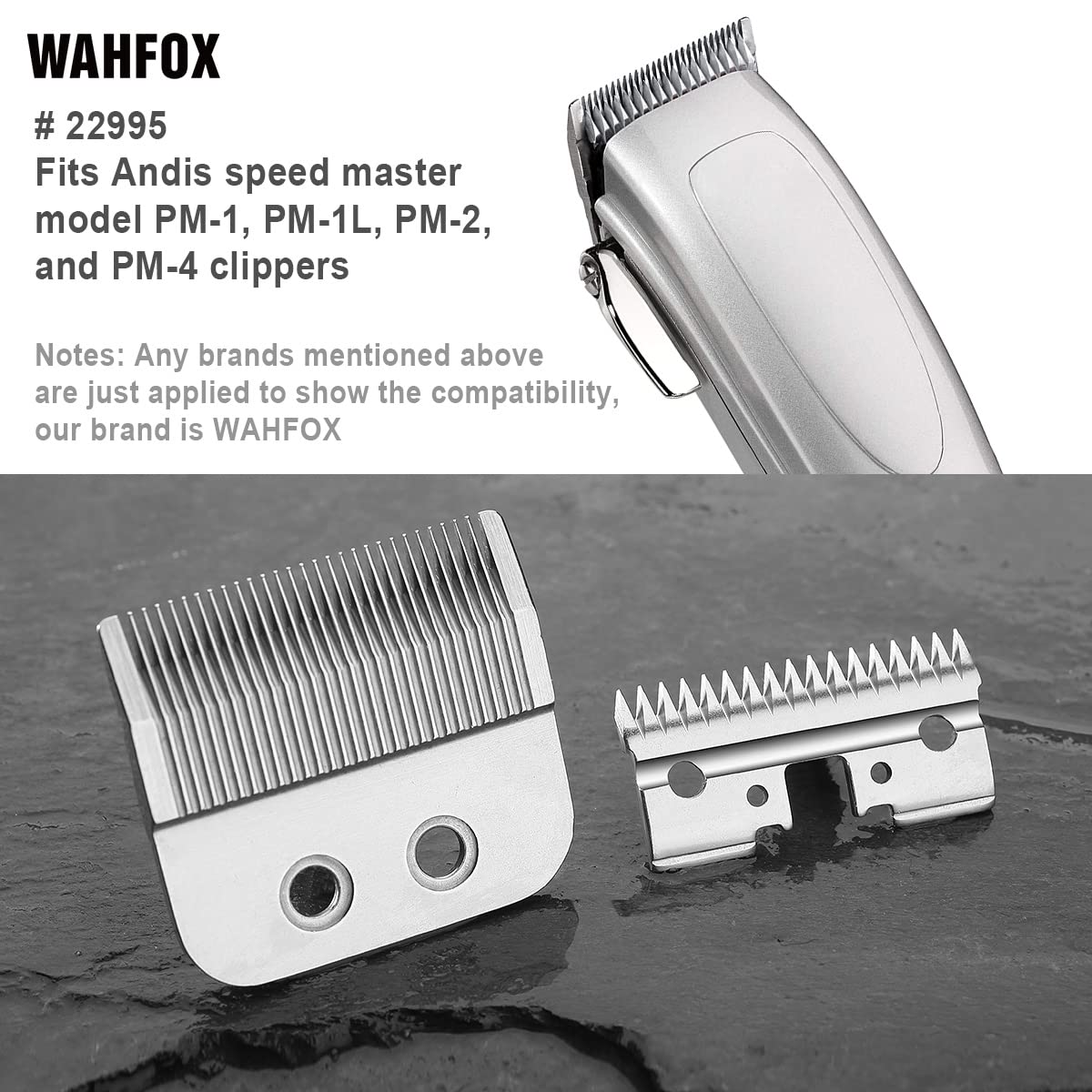 WAHFOX Hair Clippers Replacement Blade #22995 Compatible for Andis PM-1 Speedmaster Clippers Replacement Blades #22995 Gold