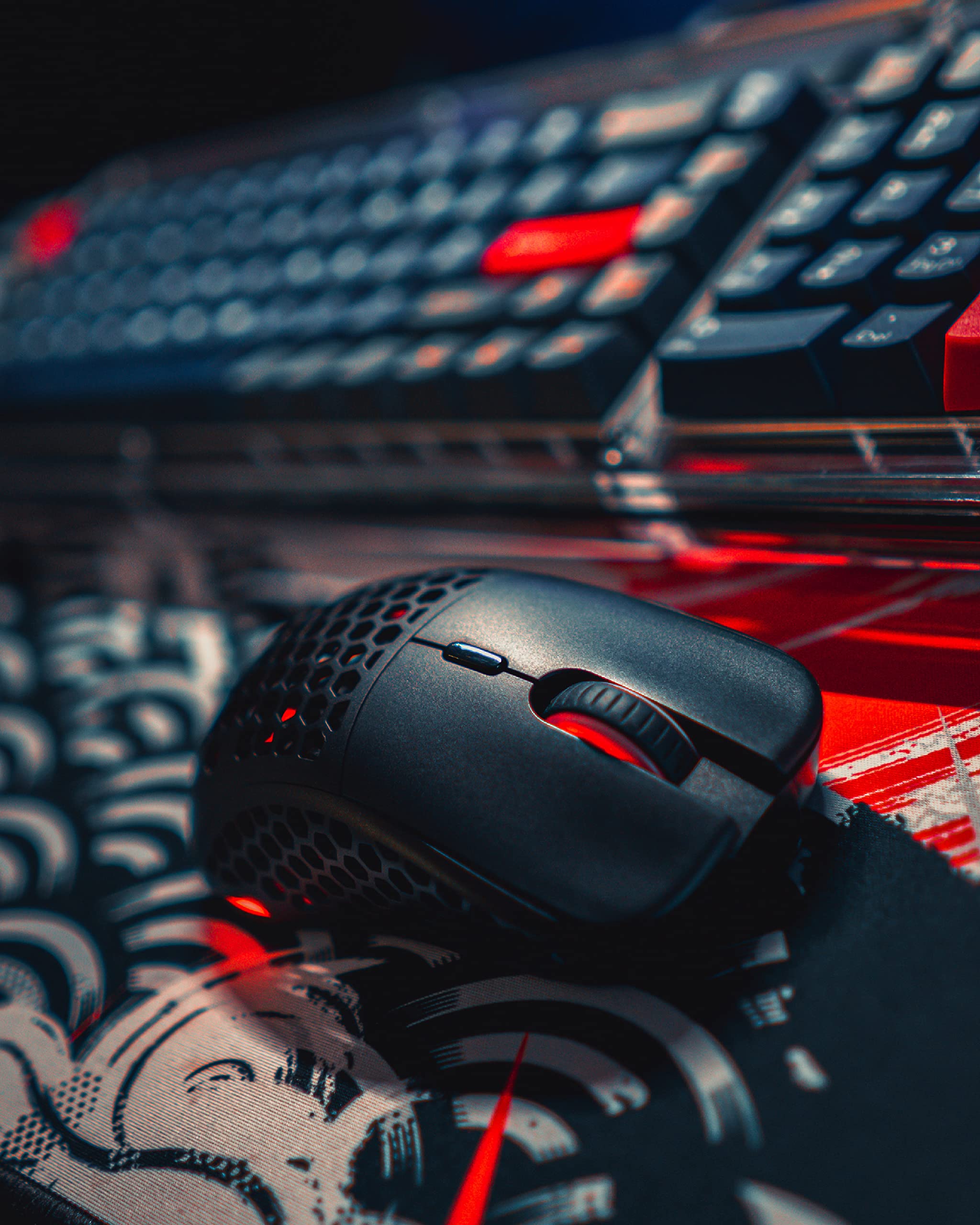 PWNAGE Ultra Custom Wireless Symm 1 Gen 2.0 - Black Ultra Lightweight Honeycomb Design Gaming Mouse 3370 Sensor - PTFE Skates - 6 Buttons - Custom Weight 74G (Black, Solid Sides)