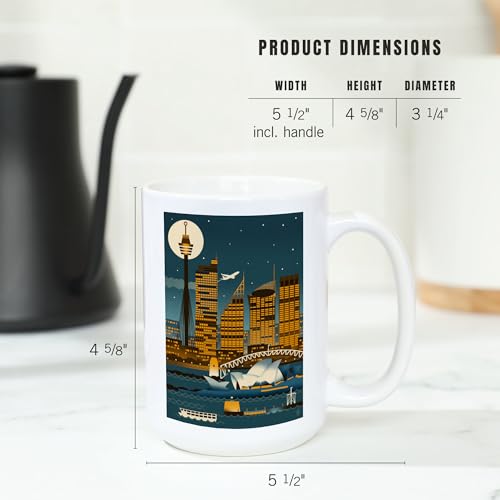Lantern Press Sydney, Australia, Retro Skyline (no text) (15oz White Ceramic Coffee and Tea Mug, Dishwasher and Microwave Safe)