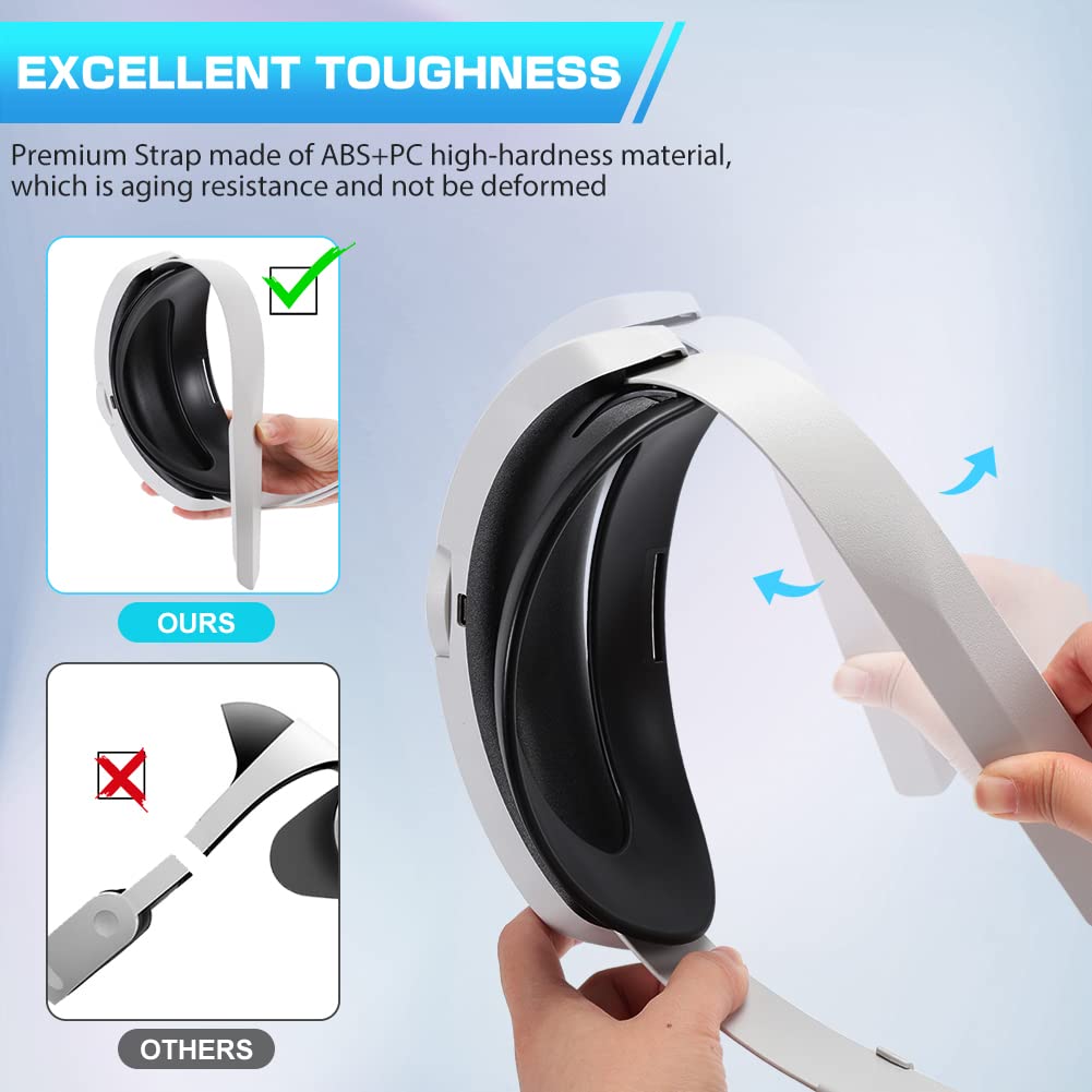 Quest 2 Elite Strap with Battery 6000mAh Vrbort, Adjustable VR Headset Strap Replacement Fast Charging White
