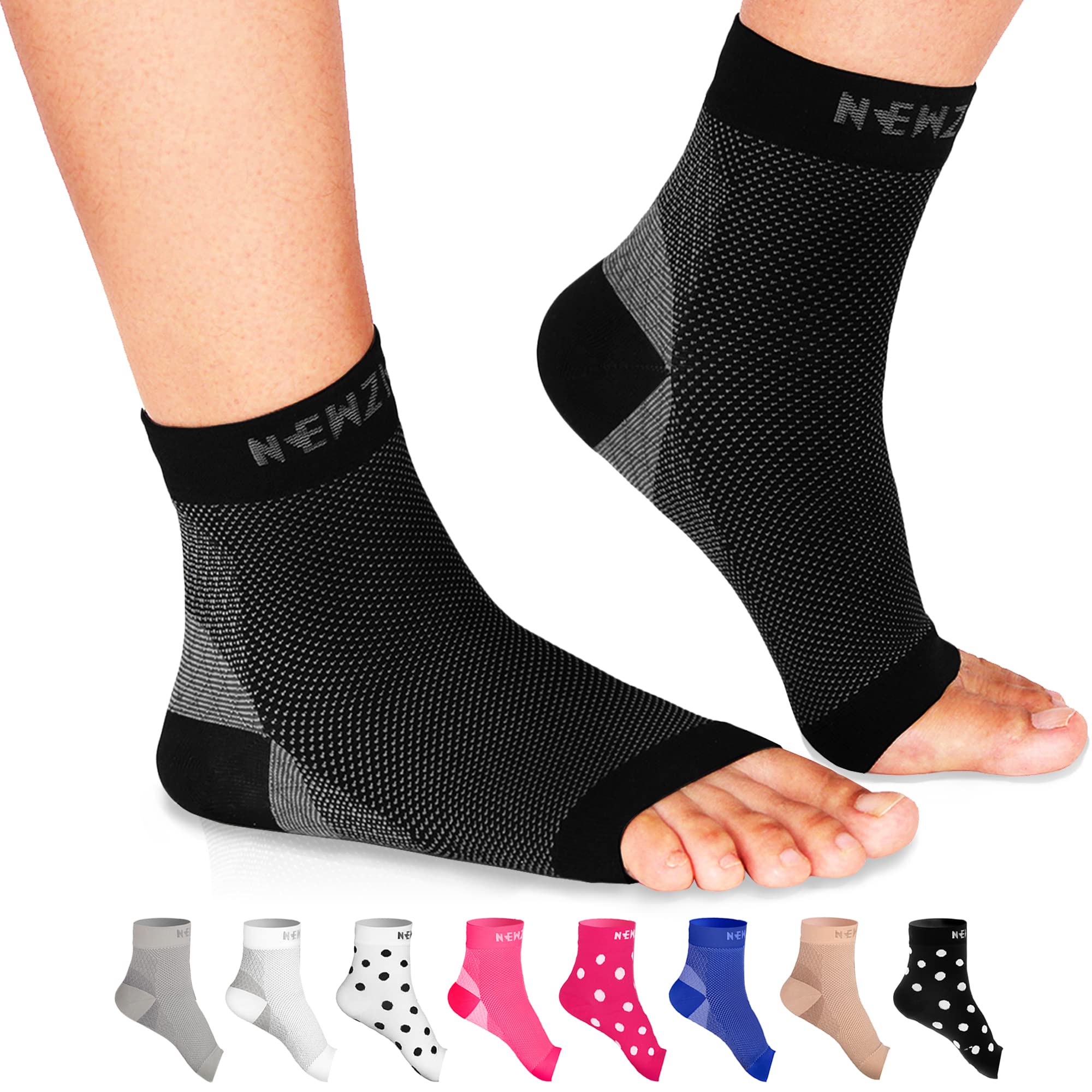 NEWZILL Plantar Fasciitis Socks with Arch Support, BEST 24/7 Foot Care Compression Sleeve, Eases Swelling & Heel Spurs, Ankle Brace Support, Increases Circulation (XXL, Black)