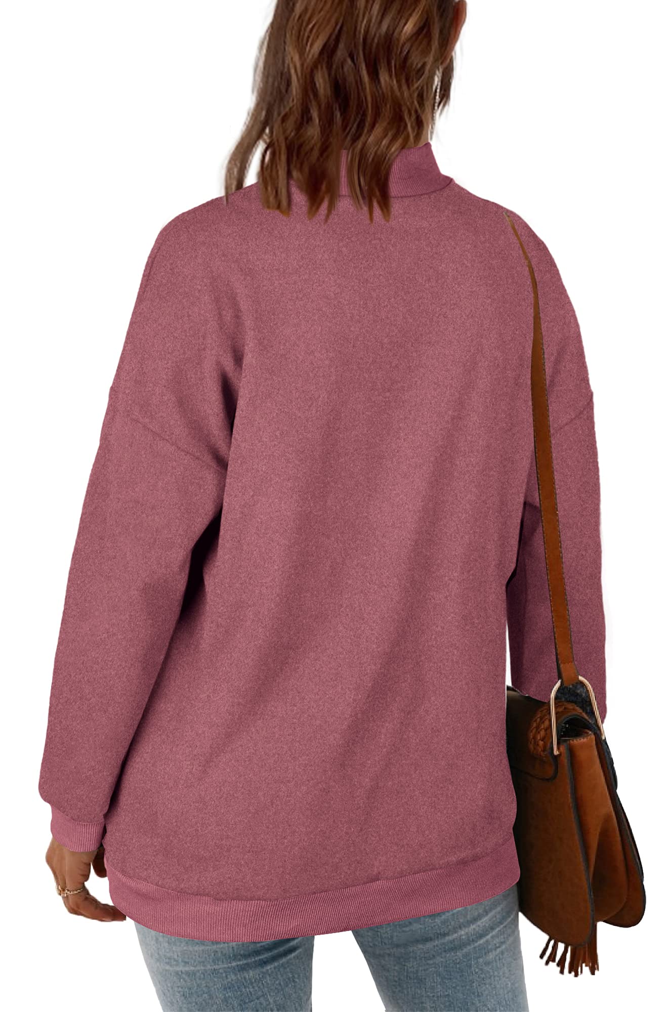 OFEEFAN Fleece Sweatshirts for Women Long Sleeves Cozy Baggy Tunic Tops Grey S
