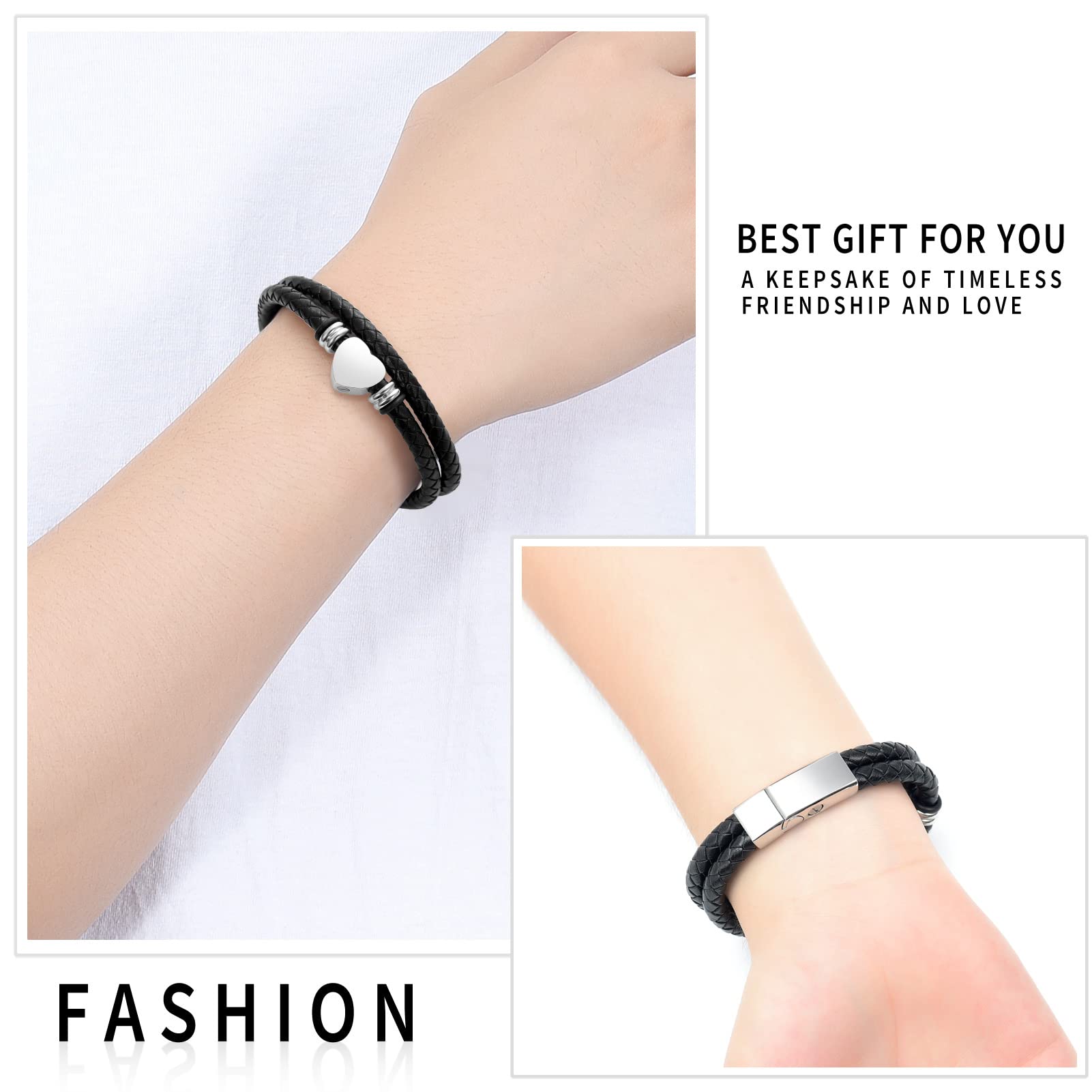 memorial jewelry Cremation Bracelet with Clasp Beads Cowhide Multi-Layer Braided Leather Urn Bracelet for Men Women