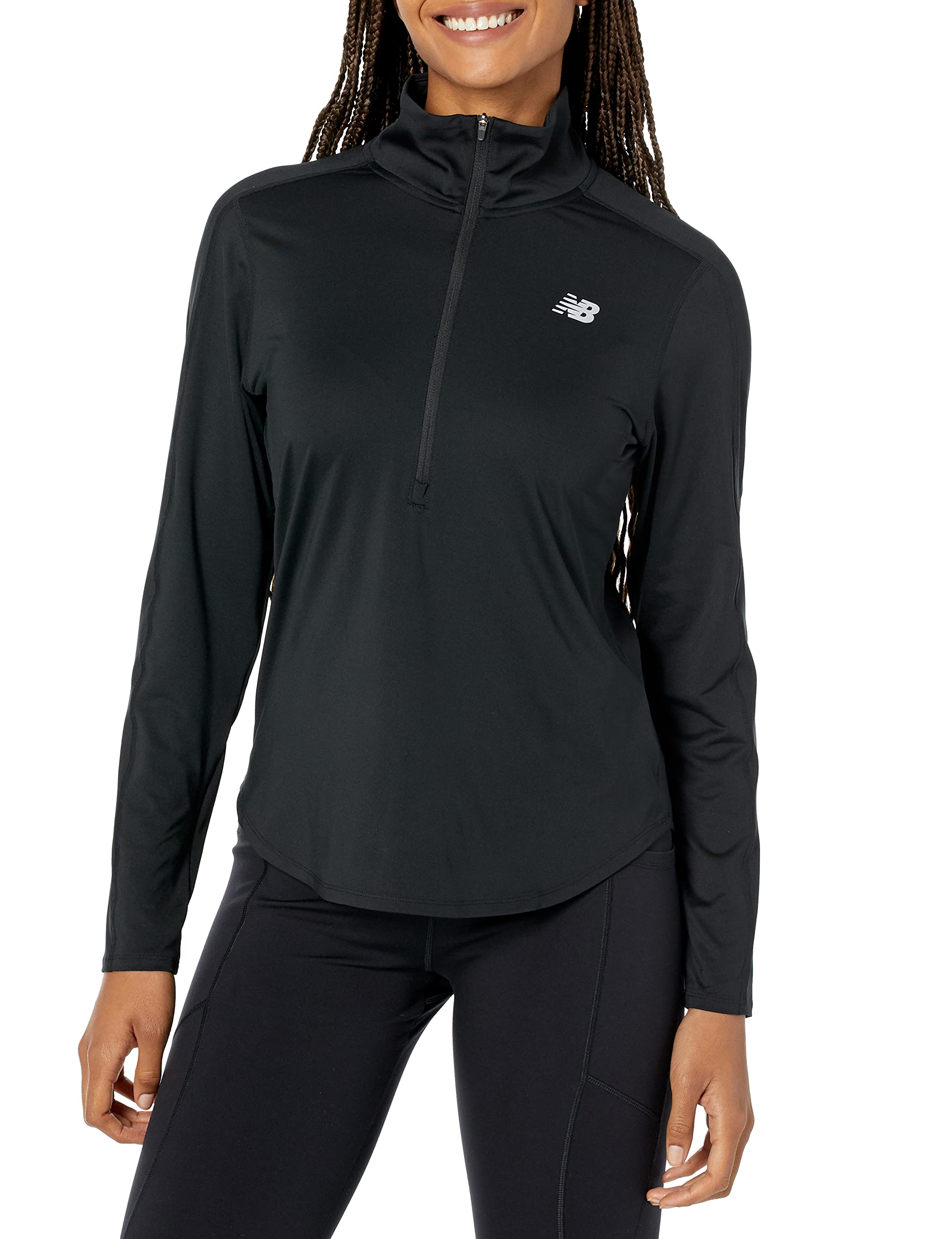 New Balance womens Accelerate Half Zip Shirt, Black, Small US