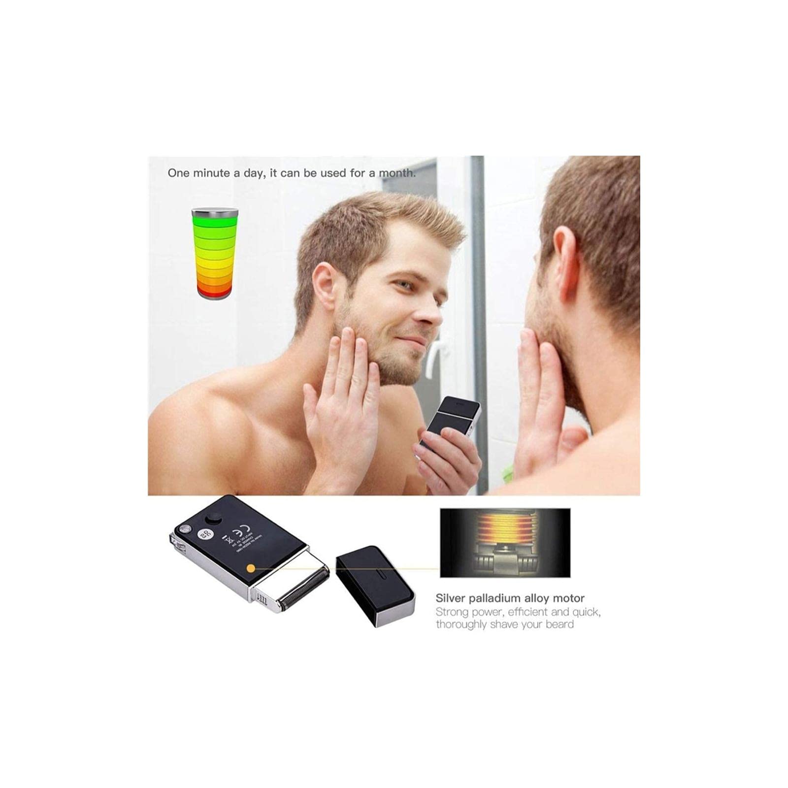 Men Electric Ultra Thin Shaver Protable for travel Rechargeable Washable Wet/Dry Razor for Face Care Beard Trimmer Reciprocating Blade with USB Charger